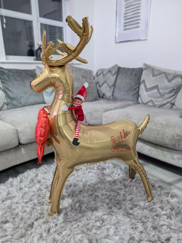 Large Reindeer Elf Arrival Balloon Christmas Elf Display