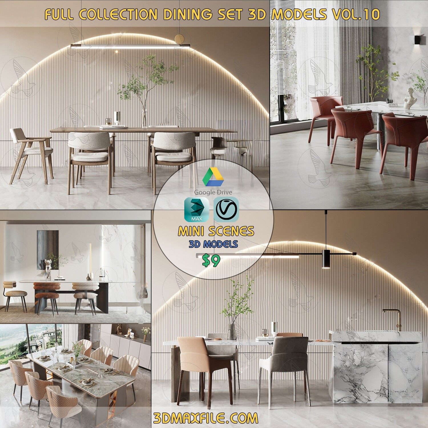 Full Collection Dining Set 3D Models vol.11