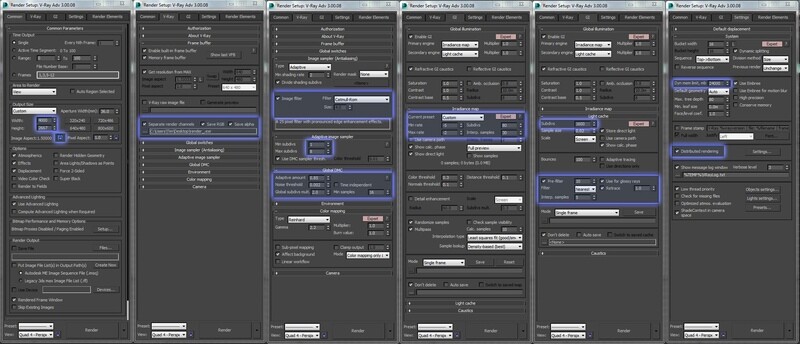 Quick render settings for 3ds Max