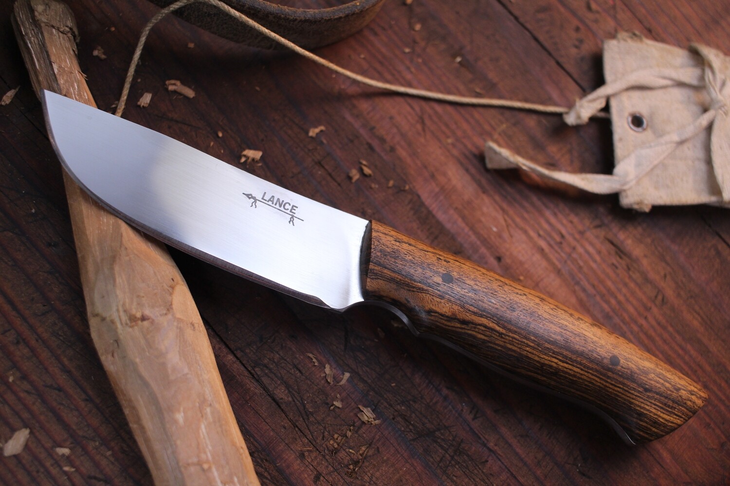 Lucas Lance 4" Trailing Point Skinner / Bocote / Satin Nitro V