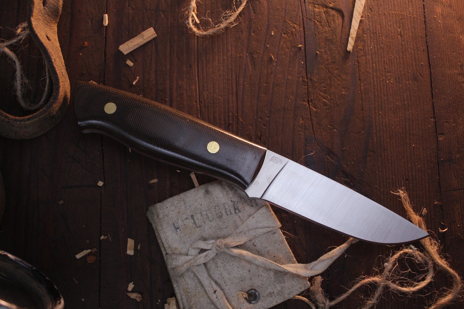 ENZO Trapper 3.75" Fixed Blade / Green Micarta / High Flat Ground Satin D2