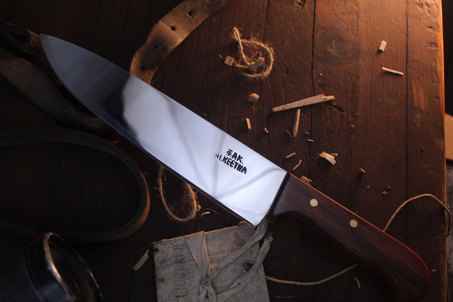 Jeff Owens 8" Chef Knife / Wood / Mirror Finished 5160