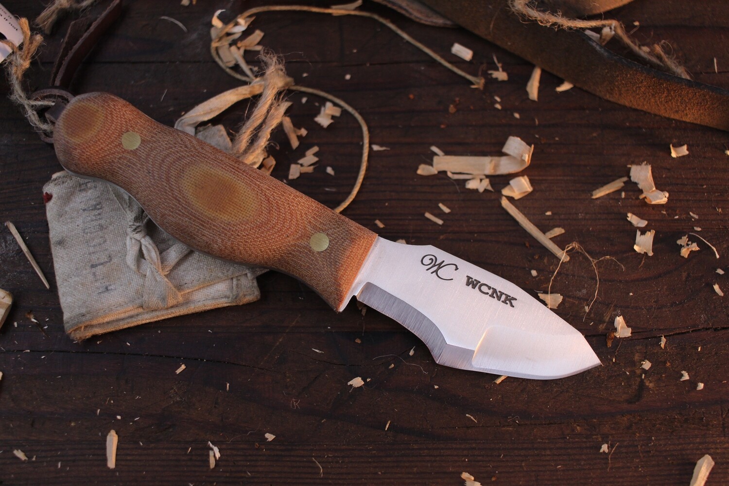 William Collins Neck Knife (WCNK) 3.25" Fixed Blade / Natural Micarta ...
