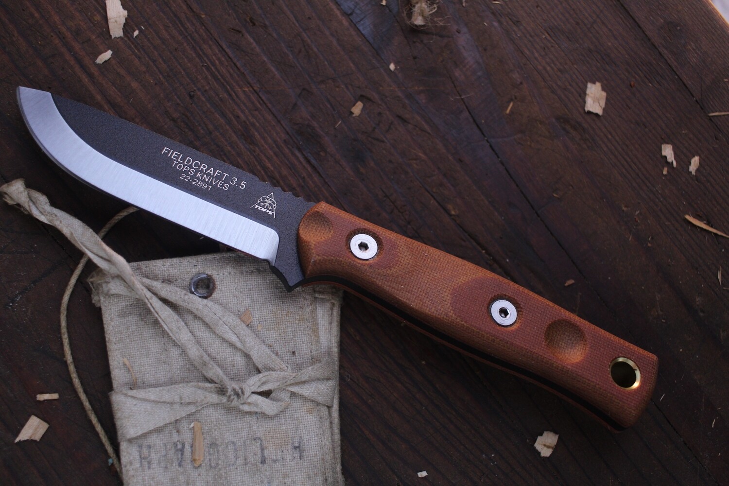 TOPS Knives Mini BOB Fieldcraft 3.7" Fixed Blade / Natural Micarta ...