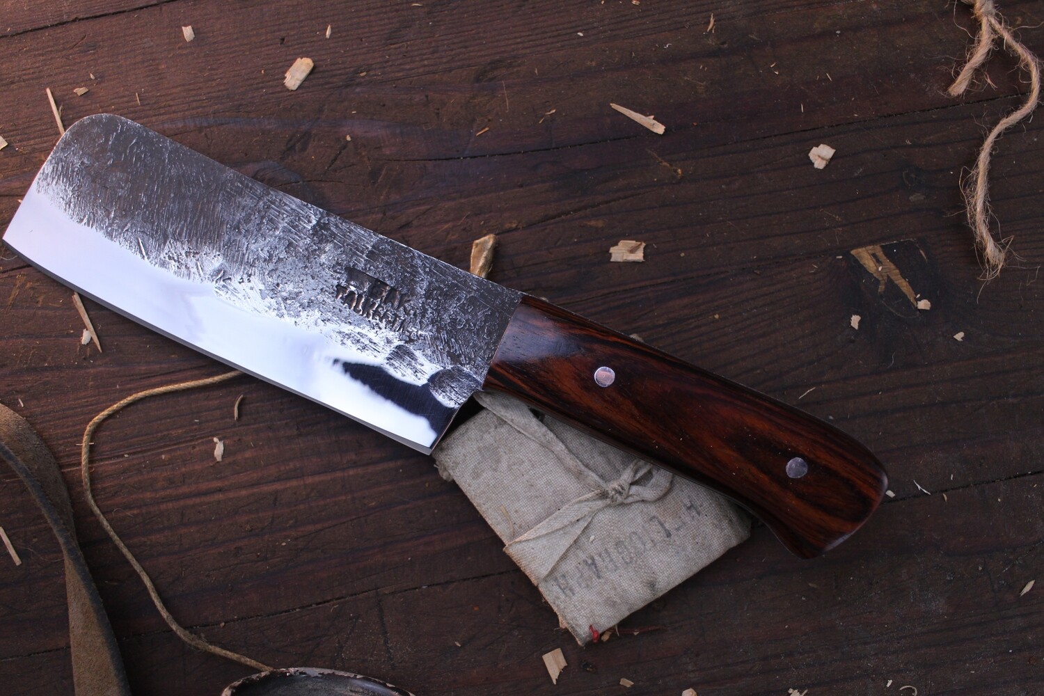 Jeff Ownes Camp Cleaver 6” Fixed Blade / Rosewood / Alaskan Forged 5160