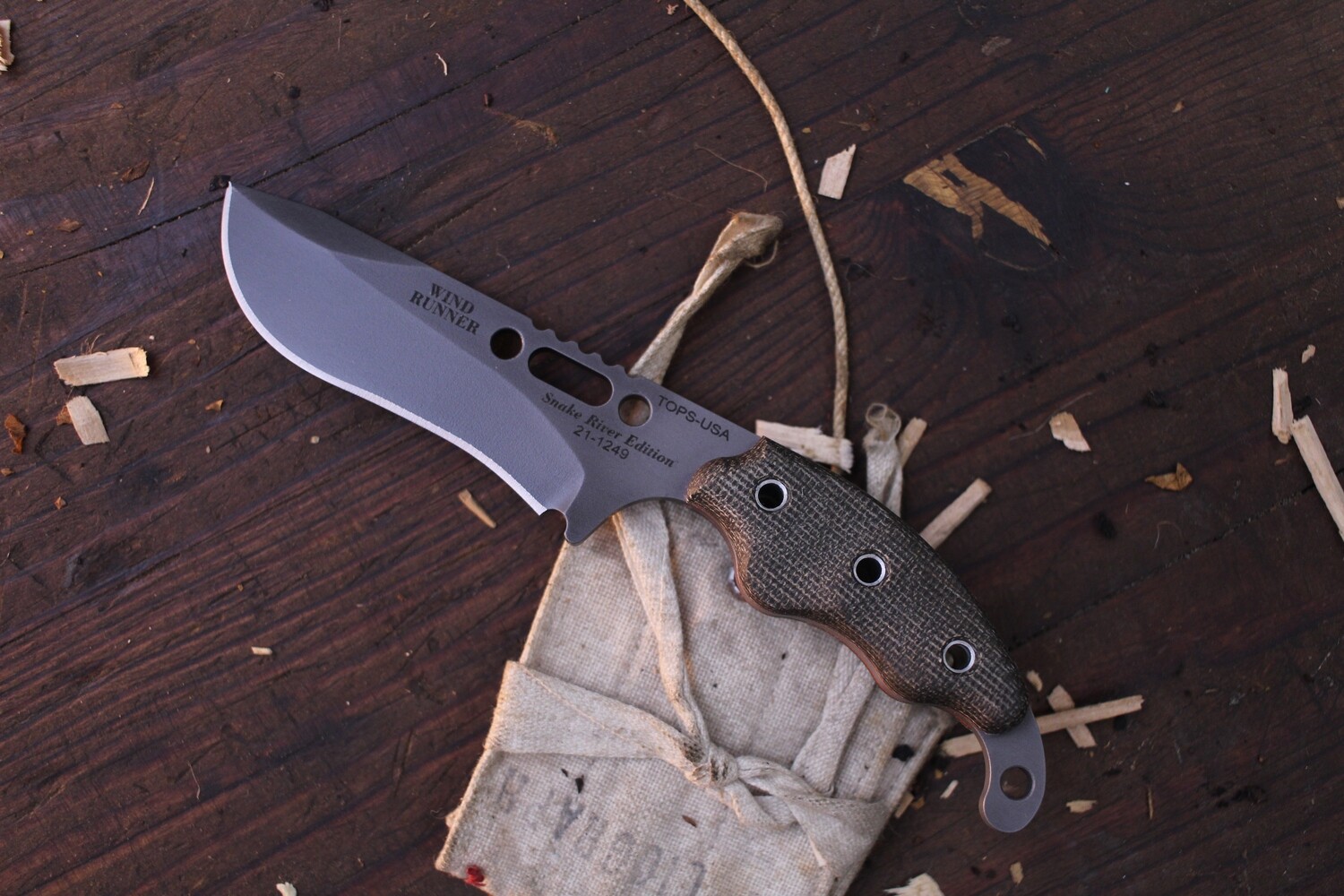 TOPS Knives Wind Runner SRE 3.5" Neck Knife / Green Canvas Micarta ...