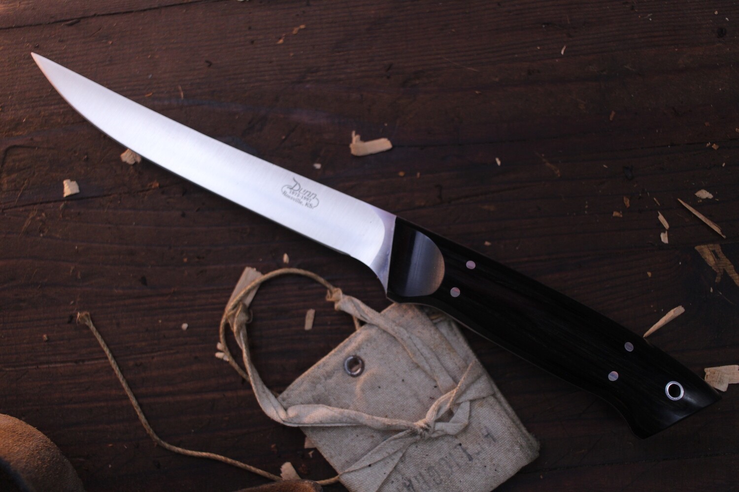 Dunn Knives 6.5 Fillet / Black Dymondwood / Satin S30V (Lefty Sheath)