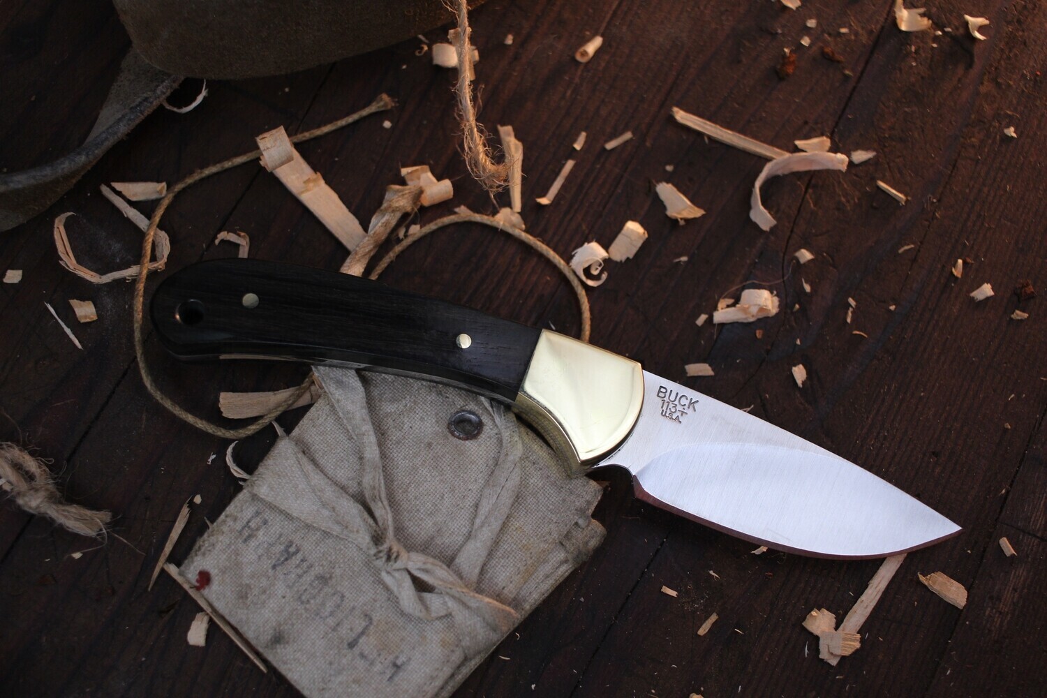 Buck 113 Ranger Skinner 3.125" Fixed Blade / Ebony & Brass / Satin 420