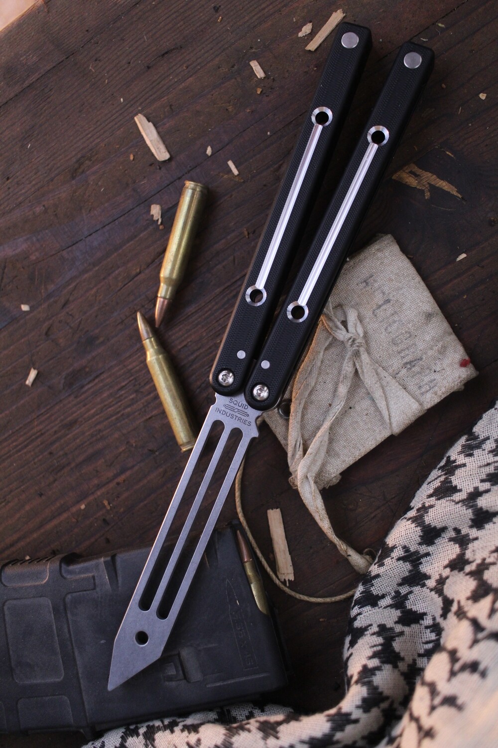 Squid Industries Inked Squidtrainer 4.5" Balisong Trainer / Black Dual ...