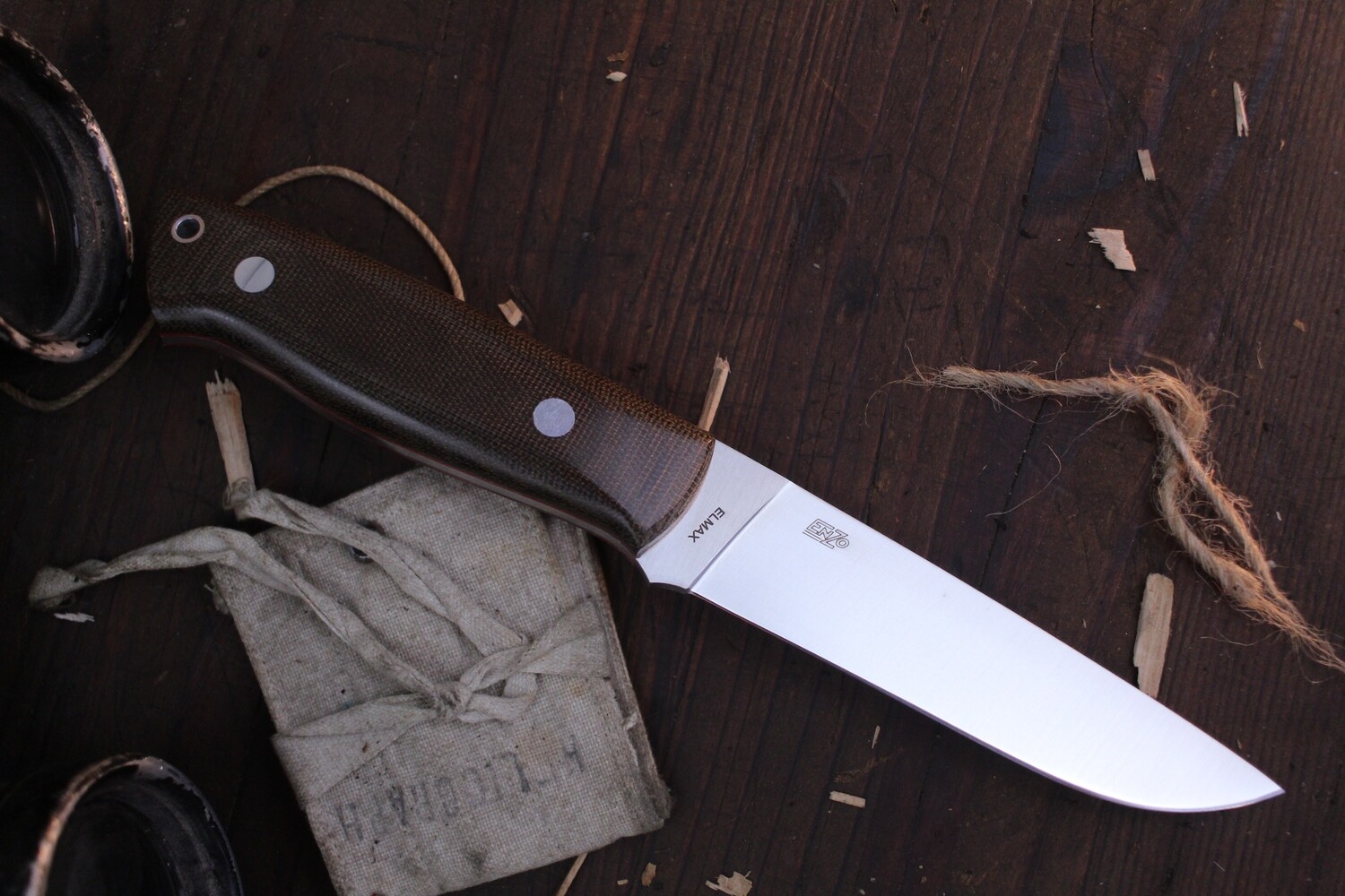 Brisa EnZO Trapper 4" Fixed Blade / Green Micarta / Satin Flat Ground Elmax