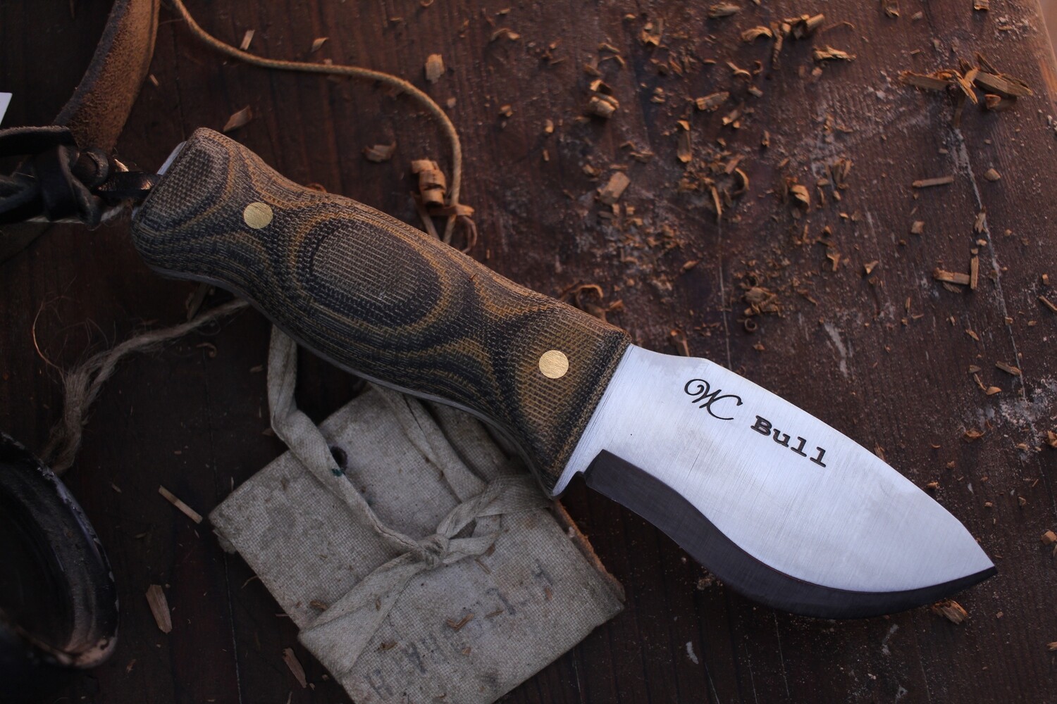 William Collins Bull Skinner 3.75" Fixed Blade / Camo Micarta / Satin ...