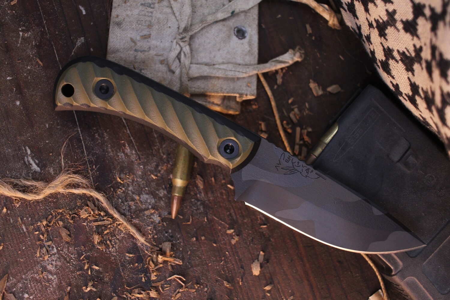 Half Face Blade Cav Jr. 3.5" Fixed Blade / Fluted OD Green & Black ...