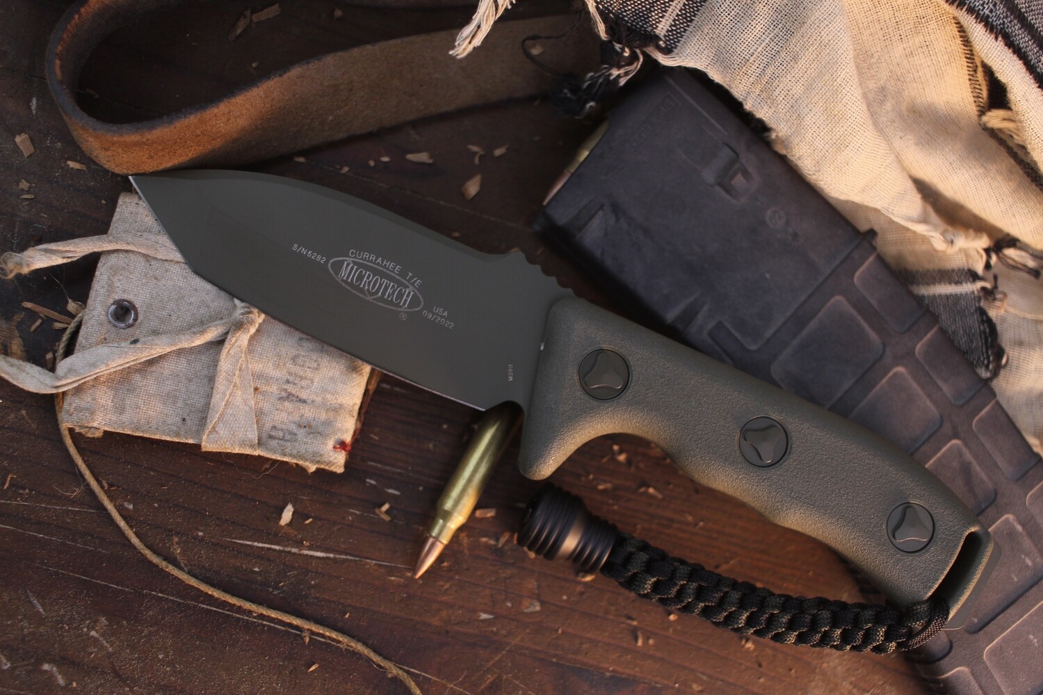 Microtech Currahee T/E 4.75” Fixed Blade / OD Green Composite / OD Green Cerakote