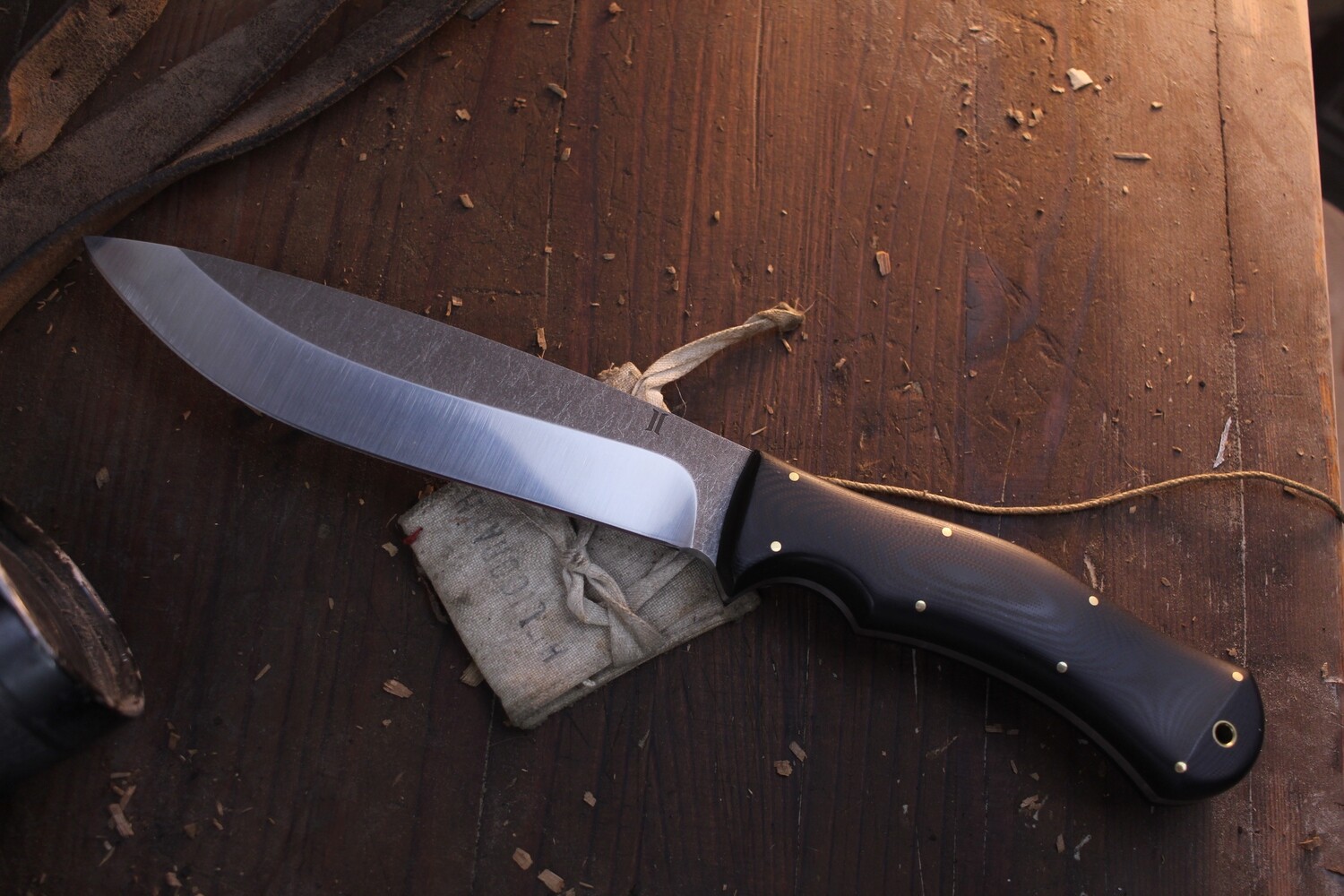 Isley Blades 6.5" Bolo Fixed Blade / Black Micarta / Acid Washed 14C28N