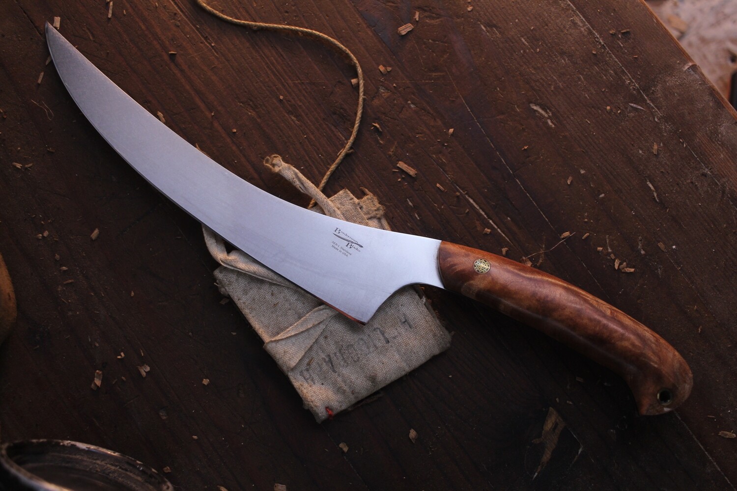 Bordertown Blades 7.5" Offset Fillet / Maple Burl & Black Liners With ...