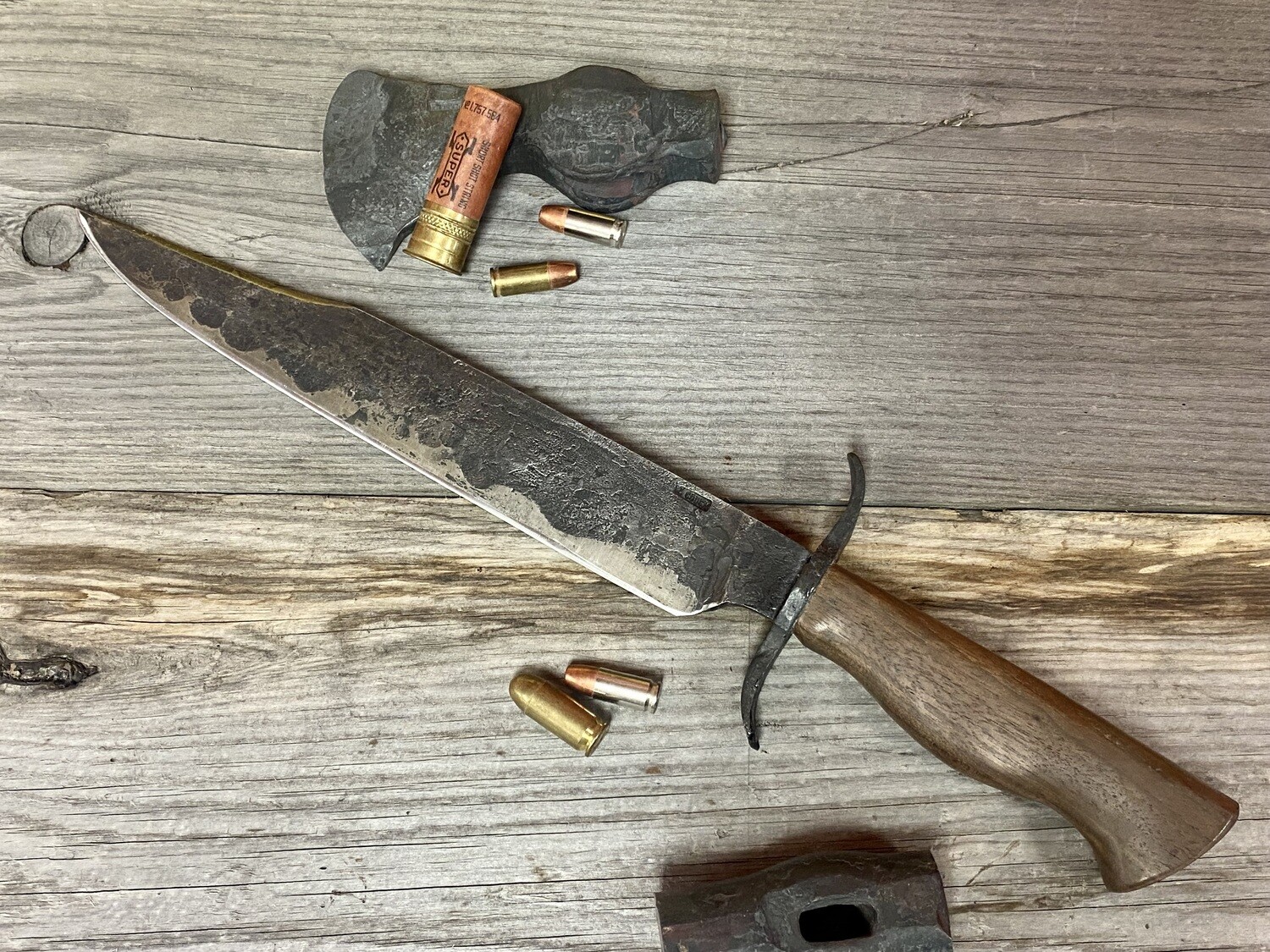 Mark Couch 9.75" Bowie Fighter / Walnut Wood / 52100 Forge Finish