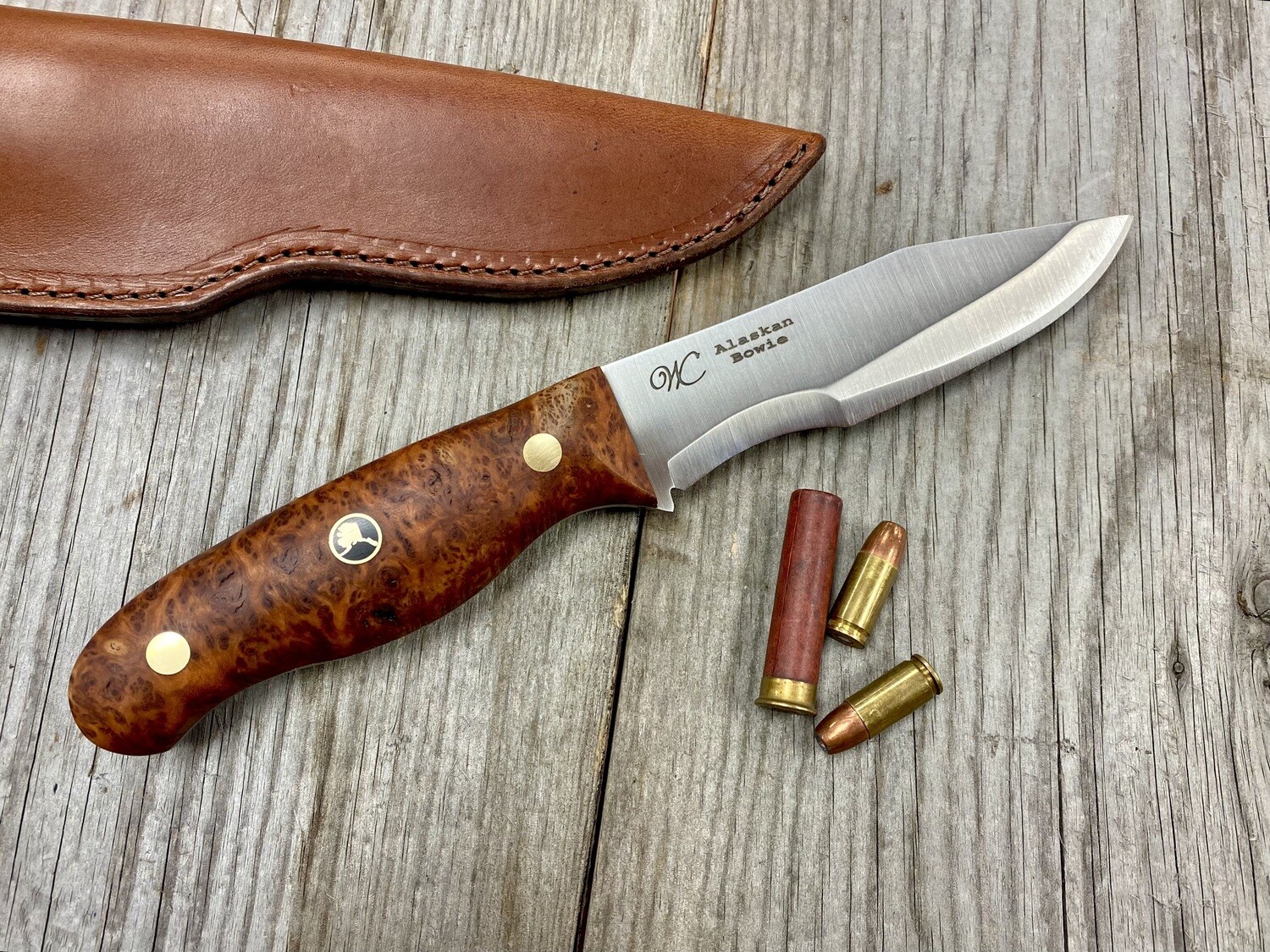 William Collins Alaskan Bowie 5” Fixed Blade / Coolabah Wood, Black AK ...