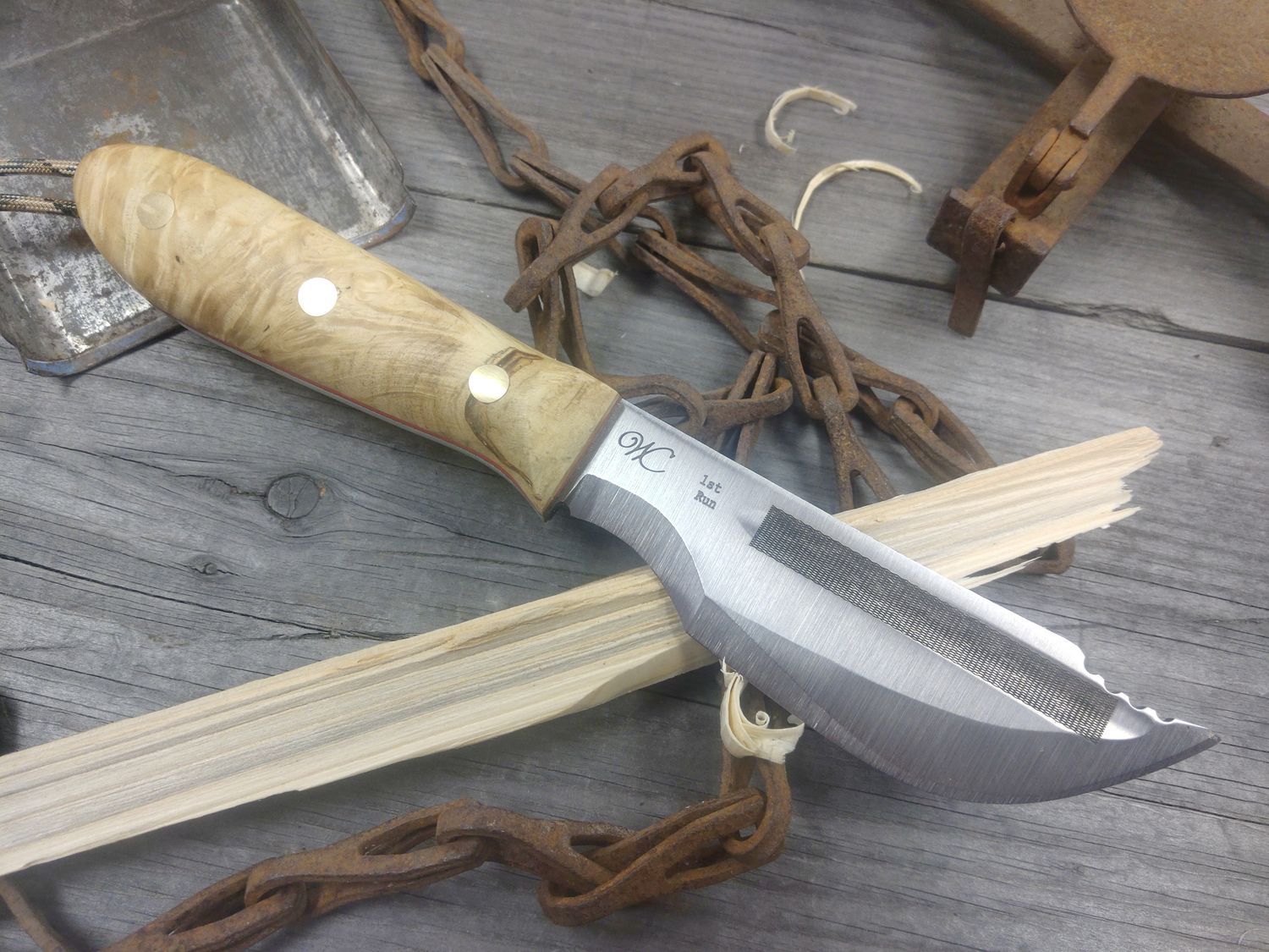 William Collins Master Skinner 5.125" Fixed Blade / Buckeye Burl w/ Red ...