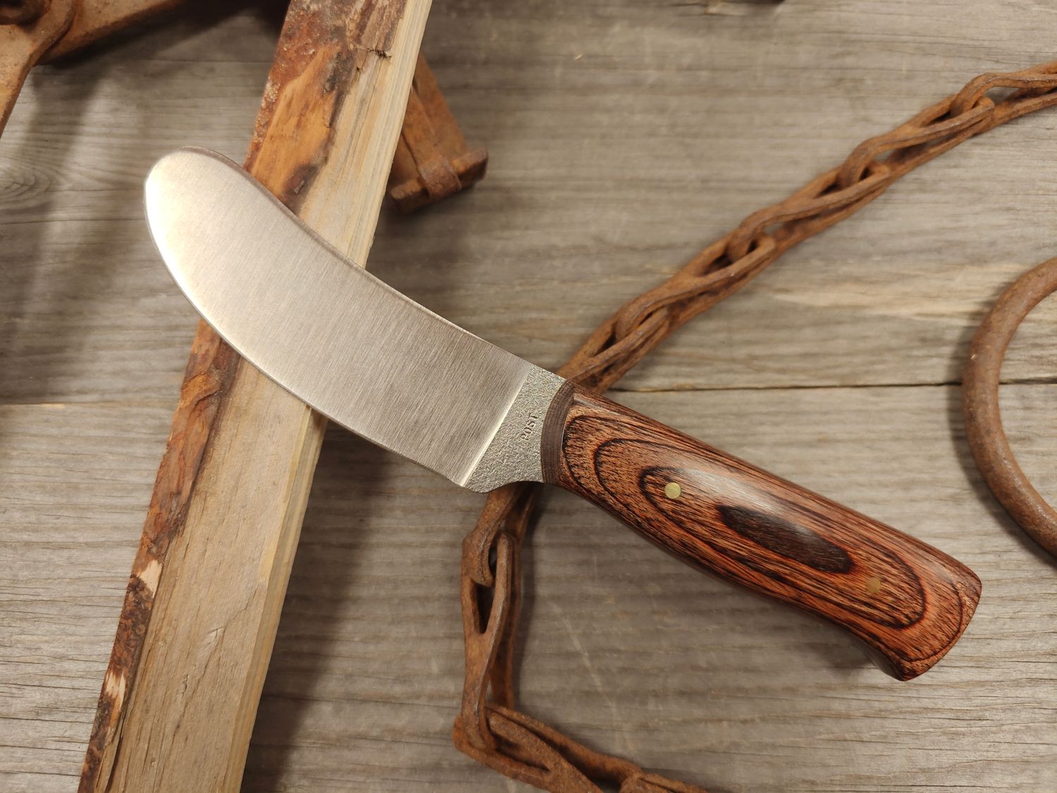 Ron Post Knives Large Round Nose Skinner / Assorted Dymondwood / Satin ...