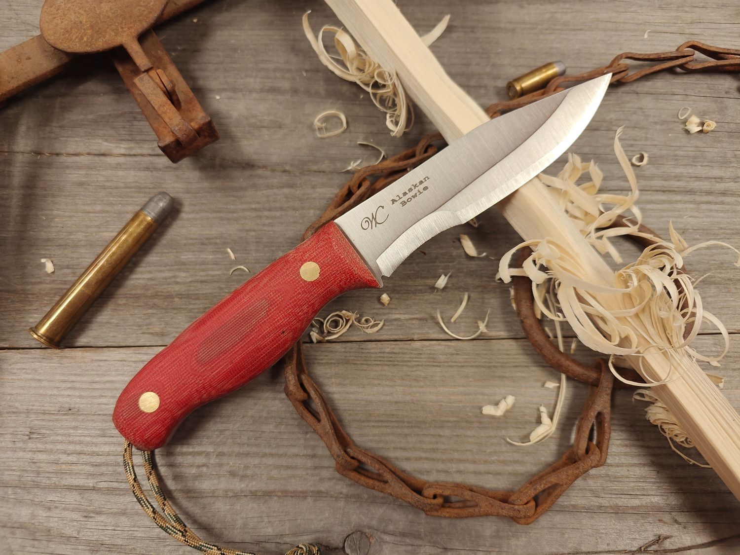 William Collins Alaskan Bowie 5" Fixed Blade / Red Canvas Micarta ...