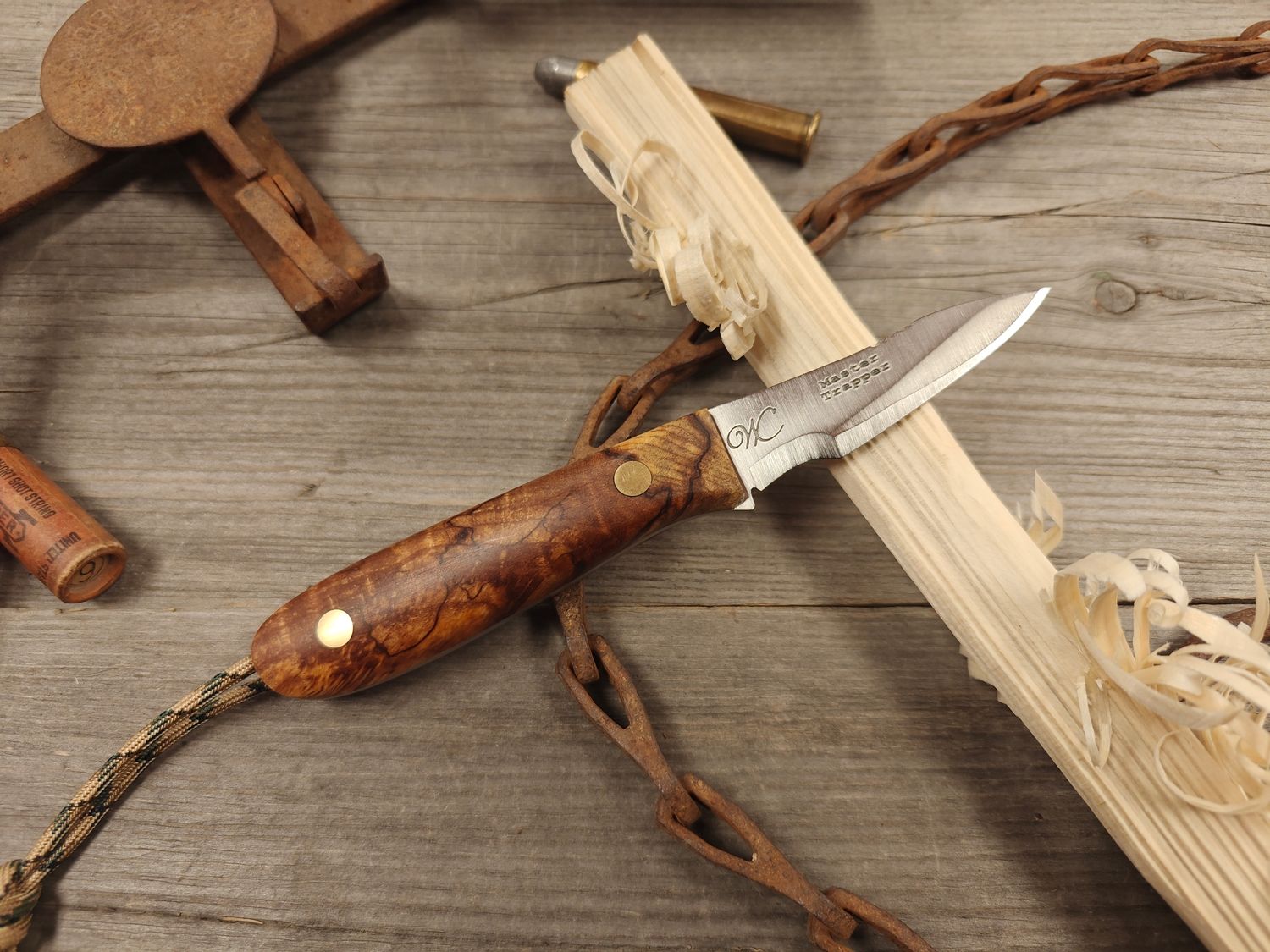 William Collins Master Trapper 3" Fixed Blade / Stabilized Birch ...