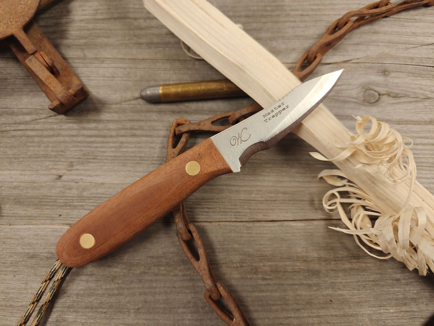 William Collins Master Trapper 3" Fixed Blade / Natural Linen Micarta ...