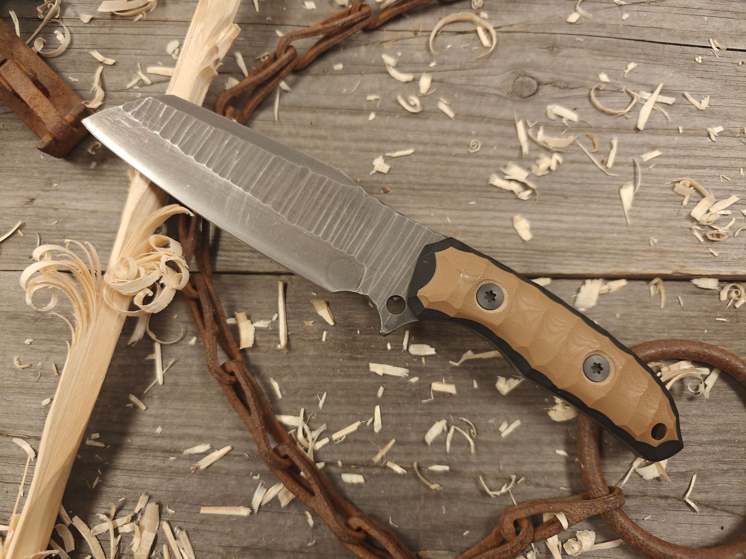 BOROS Blades Minotaur S 5.25" Fixed Blade / Two-Tone Black and Tan G10 ...