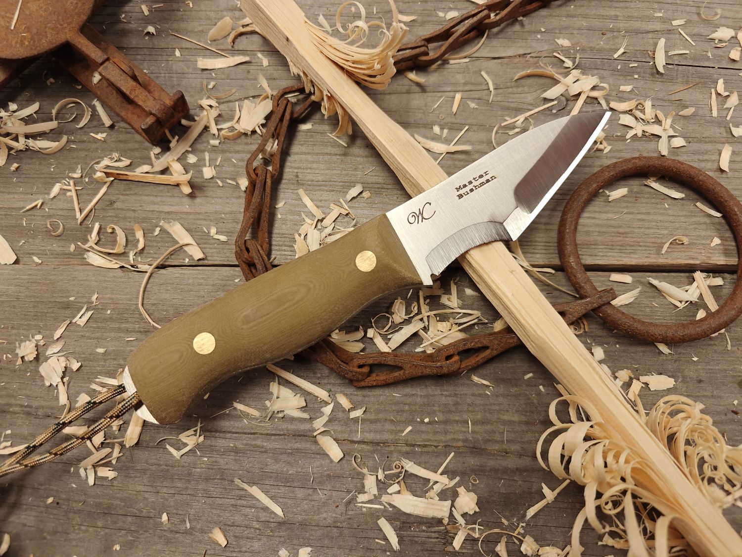 William Collins Master Bushman 4" Survival Knife / Green Linen Micarta ...