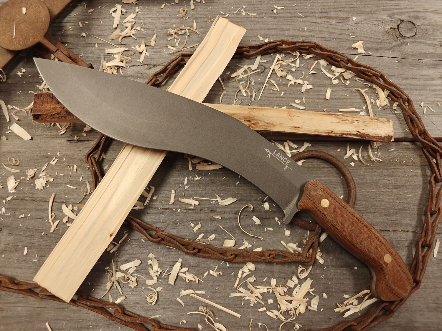 GNK & Lance Knives Kukri 11" Fixed Blade / Natural Micarta / Tungsten ...