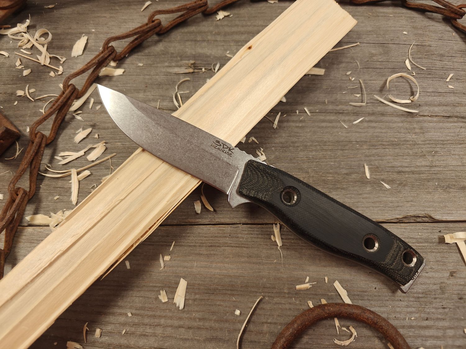 3DK MAK 4" Fixed Drop Point, K110 Blade / Black Micarta / V1 Style Handle / Leather Sheath