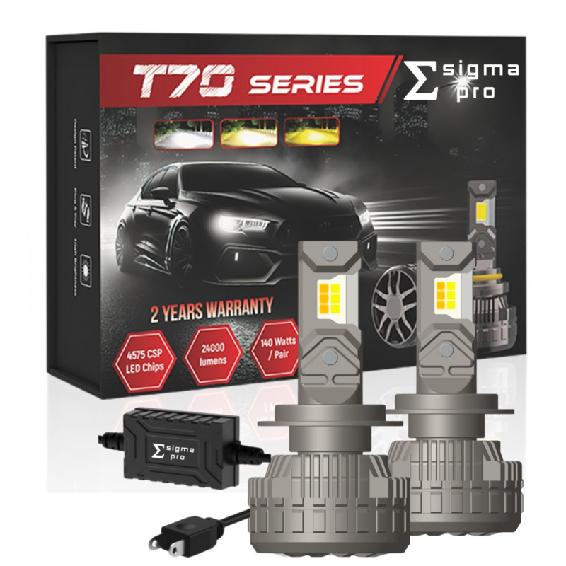 AutoBahn Tri Colour LED headlight 140W 3000K/4300K/6000K - H7