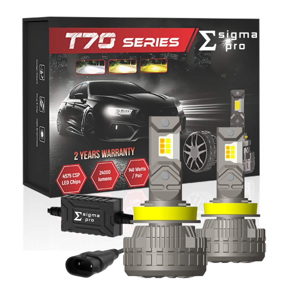 AutoBahn Tri Colour LED headlight 140W 3000K/4300K/6000K - H8