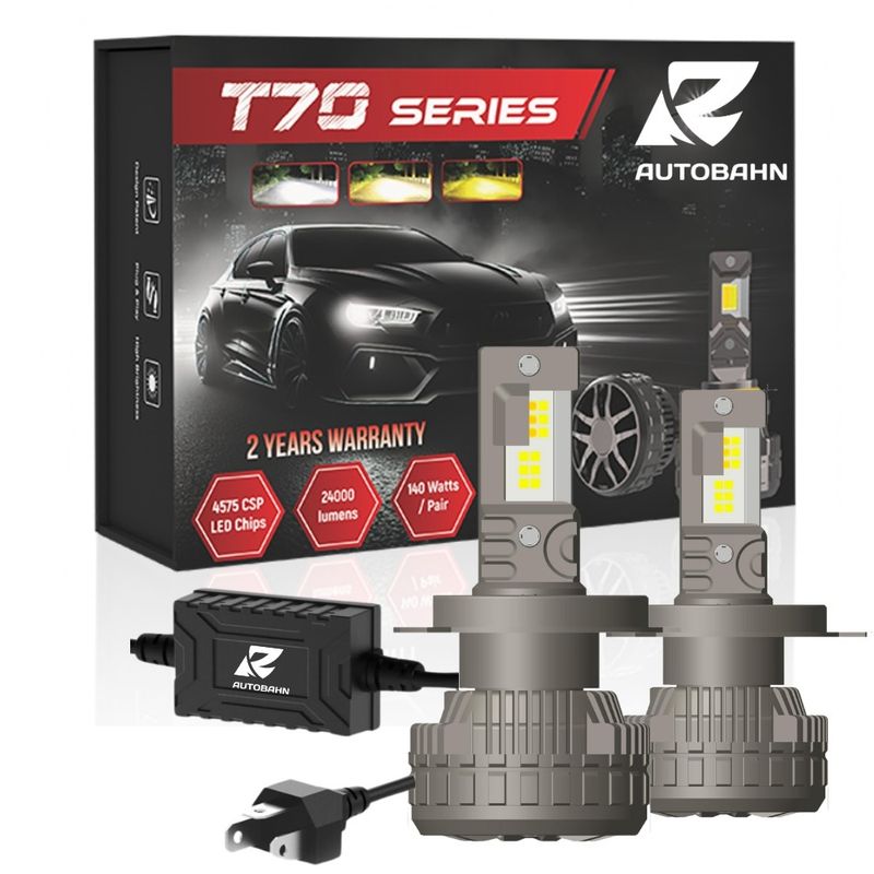 AutoBahn Tri Colour LED headlight 140W 3000K/4300K/6000K - H4