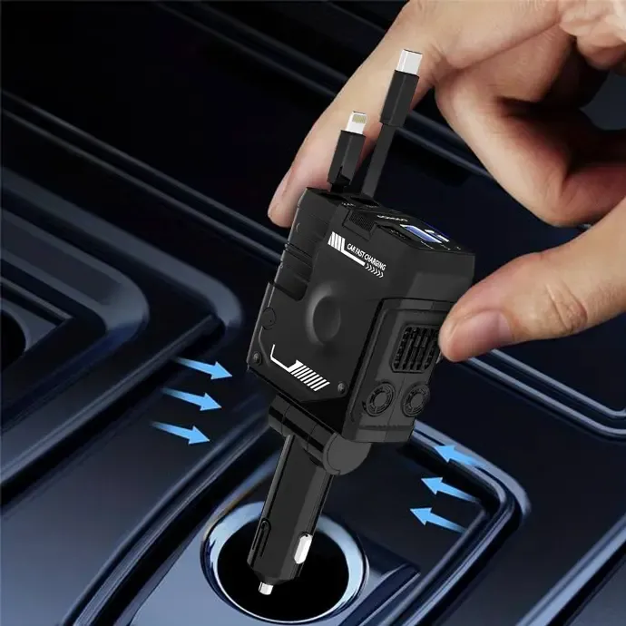 Porodo 4in1 Retractable Car Charger with Collapsible Lightning Head ...