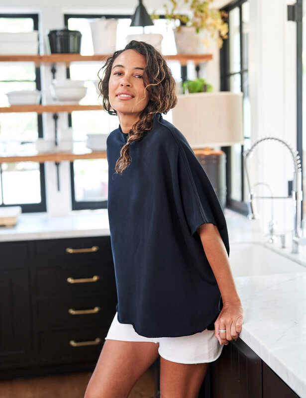 Frank & Eileen Audrey Funnel Neck Capelet in Denim