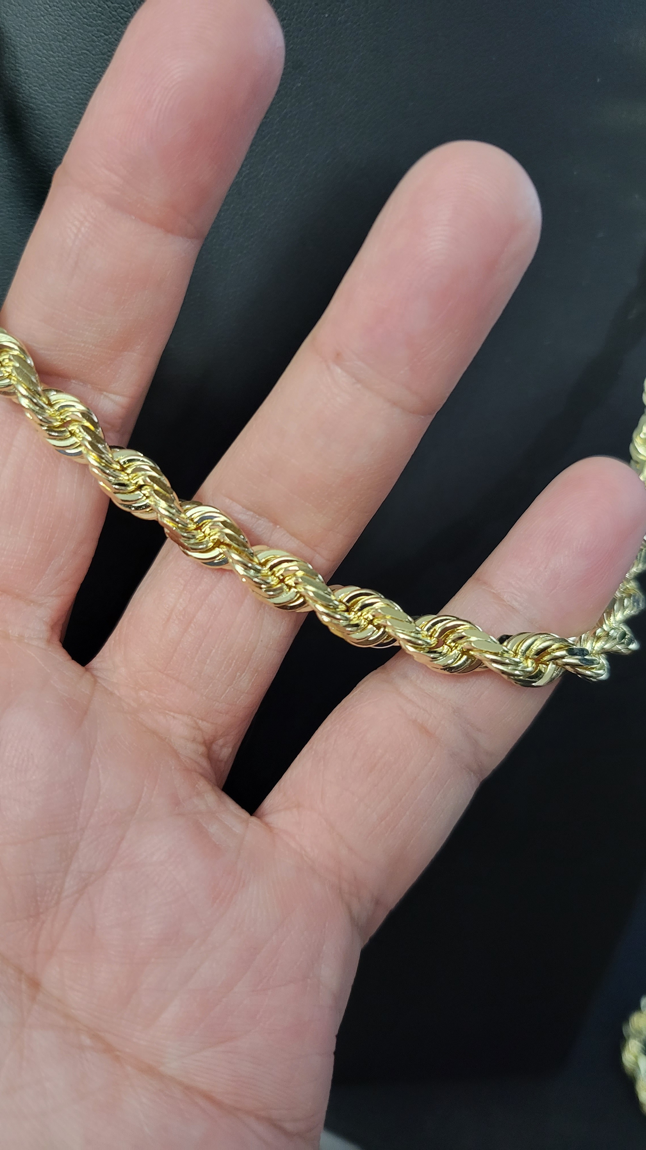 14K 6.5MM DIAMOND CUT ROPE CHAIN