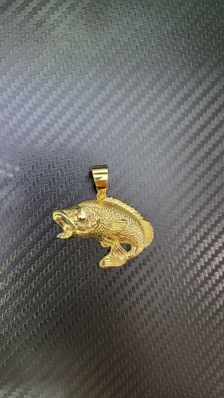 CUSTOM 14K 1 3/4" BASS PENDANT