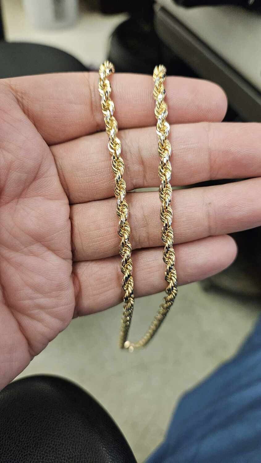 14K 4.2MM 22" PRISM ROPE CHAIN (USED)