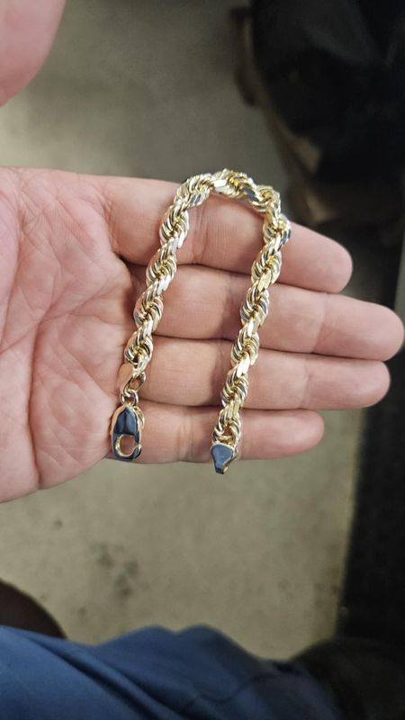 14K 8MM DIAMOND CUT ROPE BRACELET