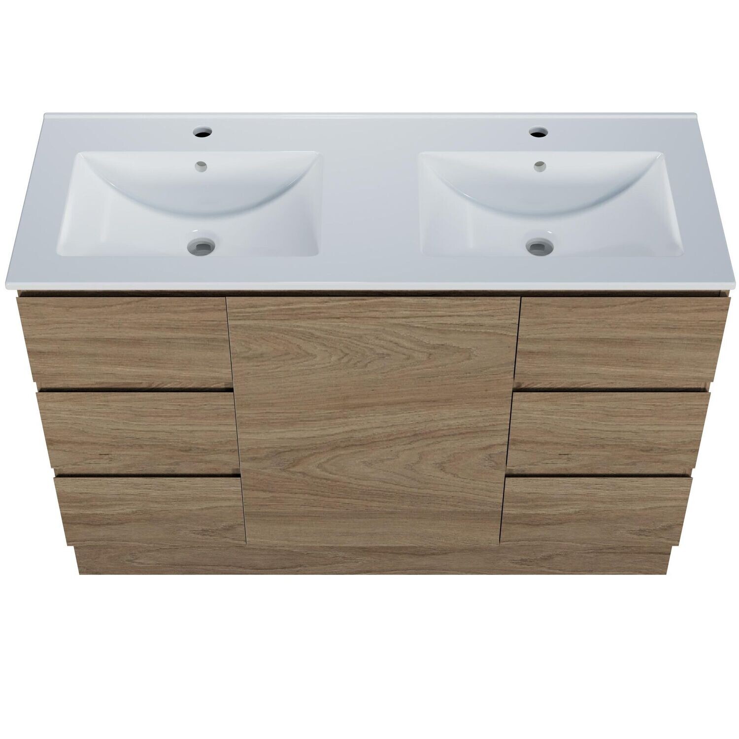 Harmony 1200mm Vanity 6 Drawers with Kicker and 2 Bowls