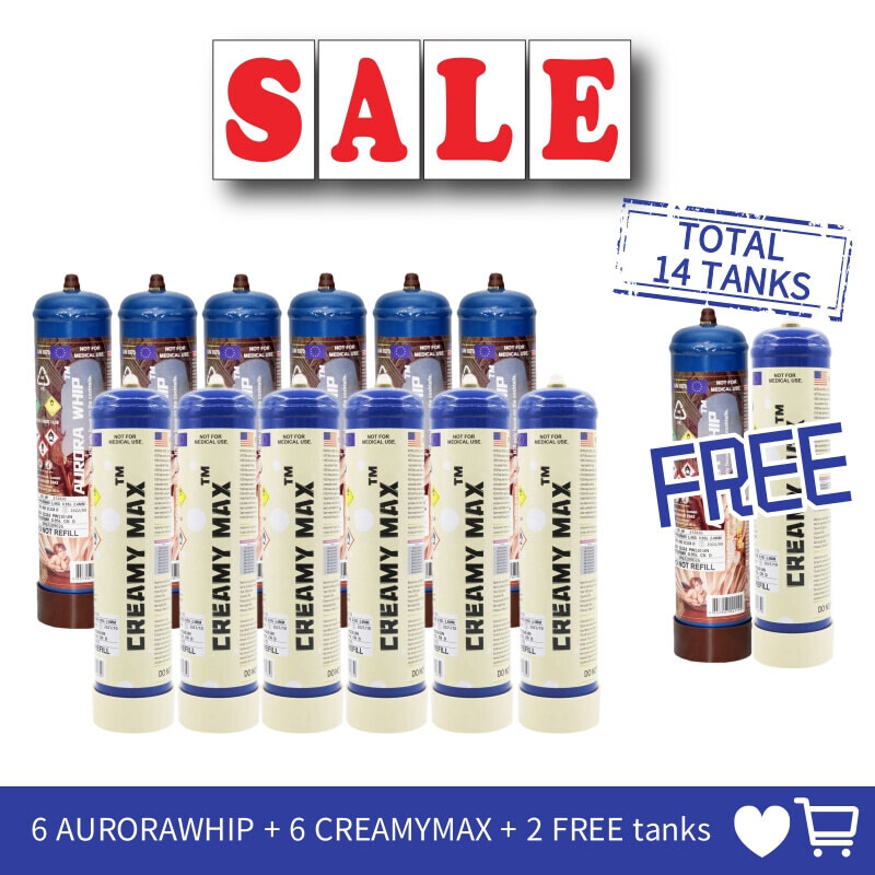Cream Chargers: 6 x 1.1L + 6 x 660g Cylinder Cream Chargers + 2 Free ...