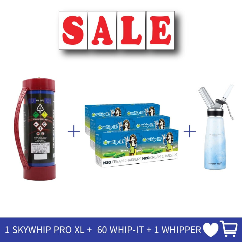 Cream chargers: 1 x 3.3L Cylinder Cream Charger + 60 Bulbs 8g Whip-it ...