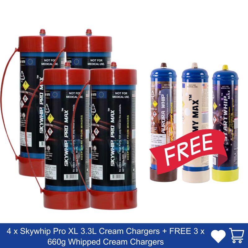 Party Offer: 4 x 3.3L Cylinder Cream Charger + 3 x 660g Cylinder Cream ...