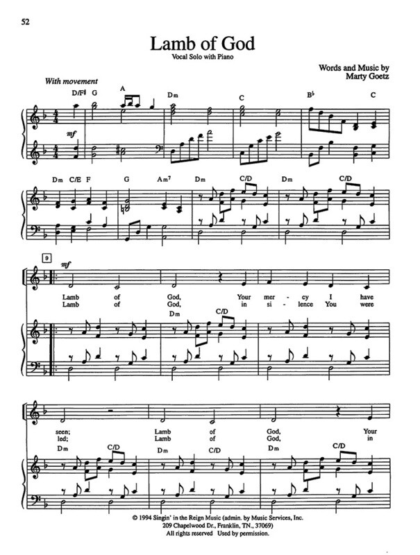 Lamb of God - Digital Sheet Music Download