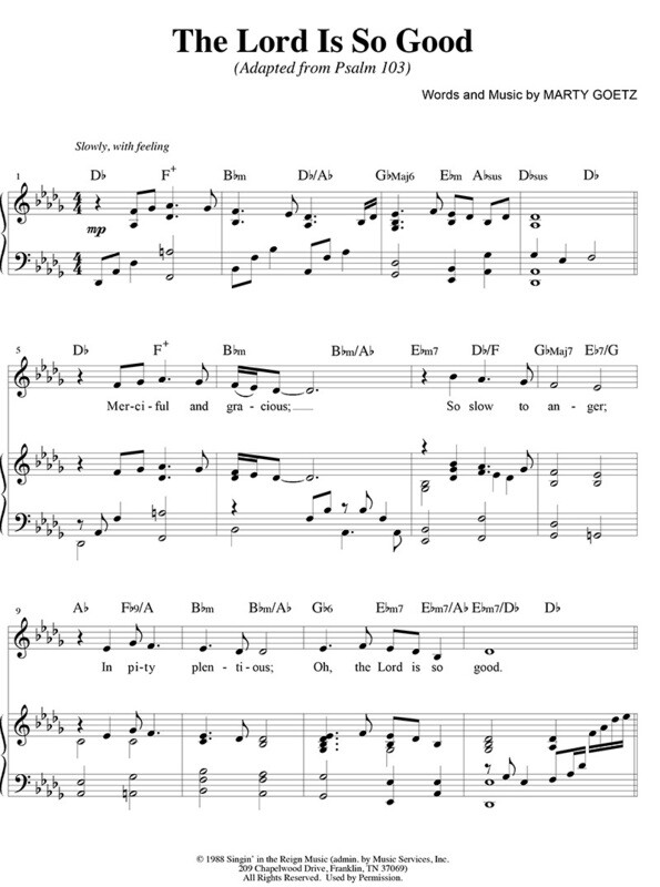 The Lord Is So Good - Digital Sheet Music Download