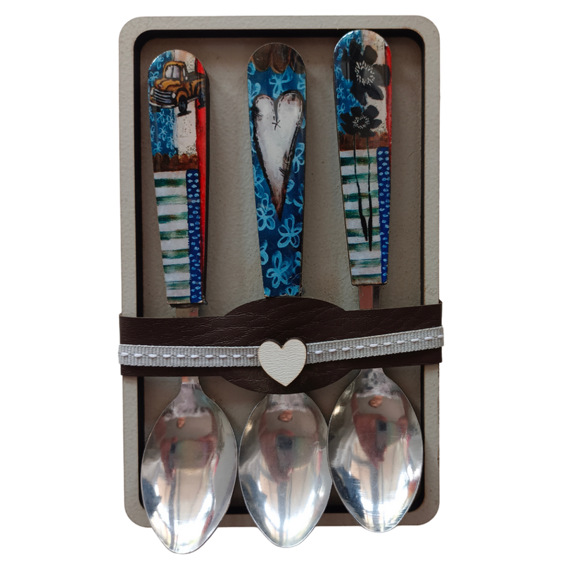 HEART TEASPOON GIFT SET BLUE (SET OF 3)
