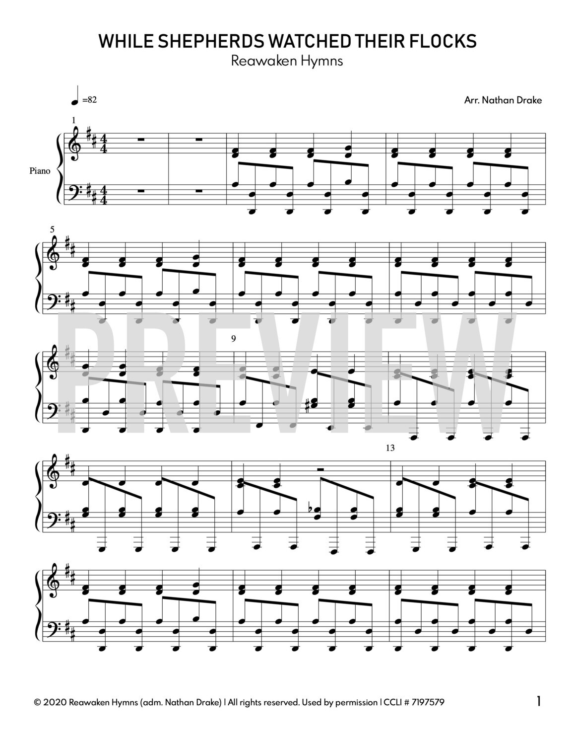 While Shepherds Watched Their Flocks - Piano Sheet Music