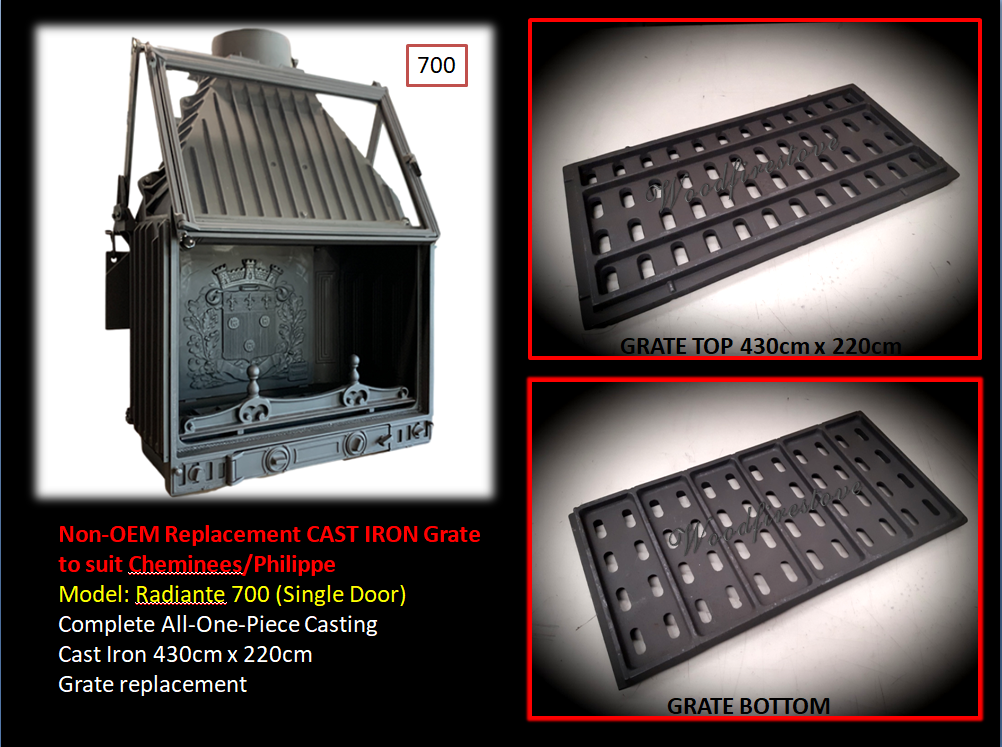 Cheminees Philippe Radiant #700 CAST IRON Grate replacement to suit ...