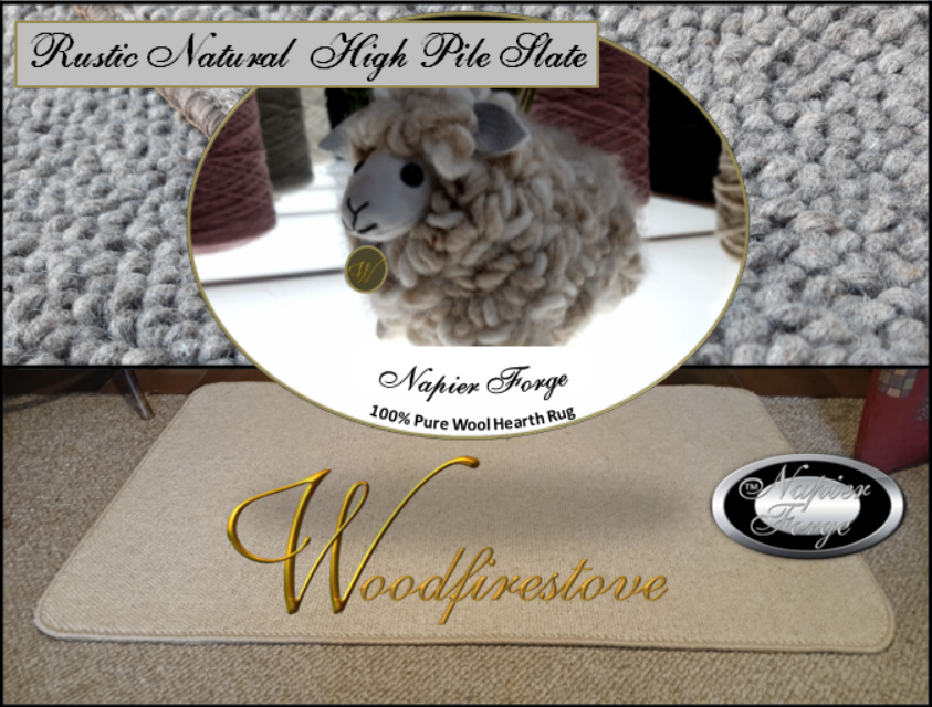 Pure Wool FIREPLACE HEARTH RUG - Rustic Slate (Premium High Pile Berber ...