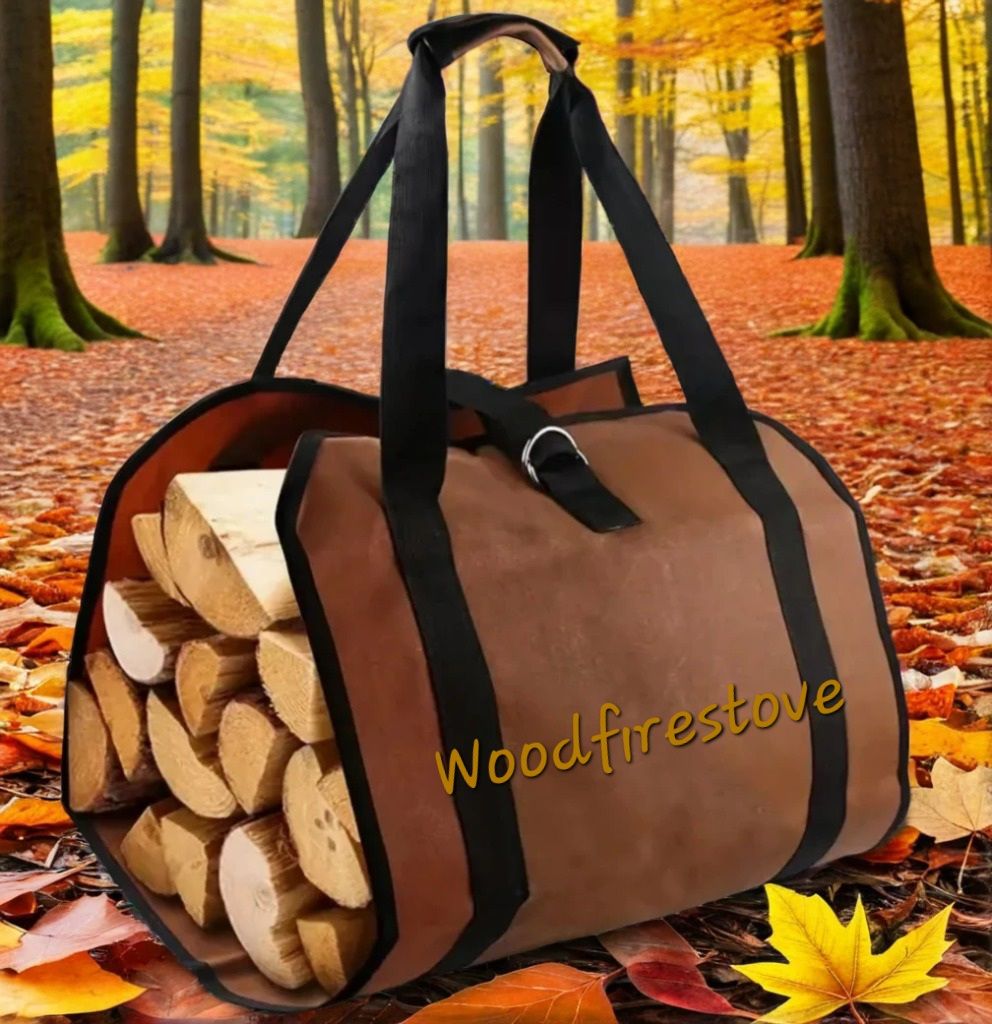 FIRESIDE COMPANION KINDLING & LOG CARRIER TOTE - Brown & Black ...